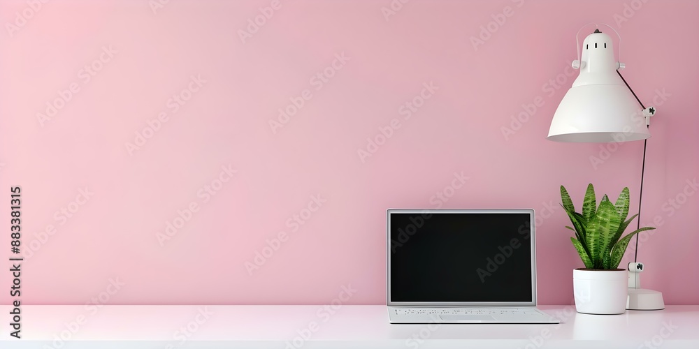Minimalistic college dorm workspace with laptop mockup for modern ...