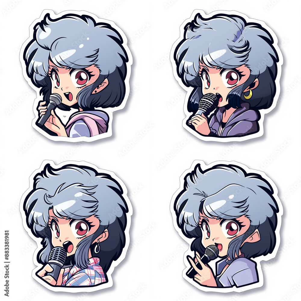 Conceptual CG illustration of an anime singer holding a microphone ...