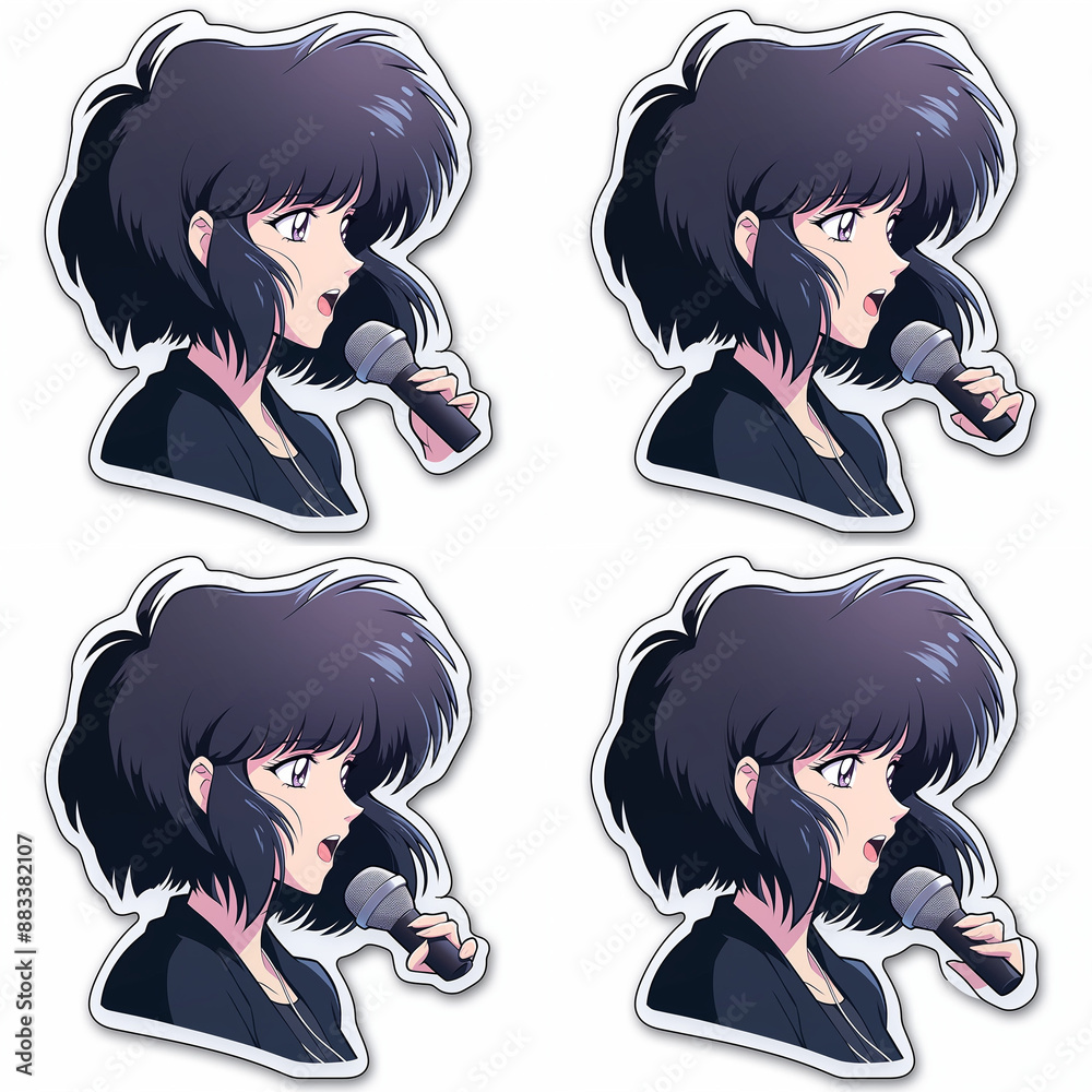 Conceptual CG illustration of an anime singer holding a microphone ...