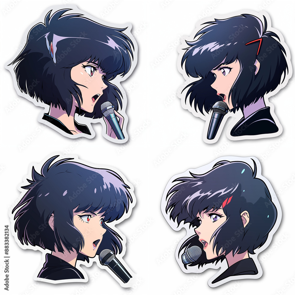 Conceptual CG illustration of an anime singer holding a microphone ...