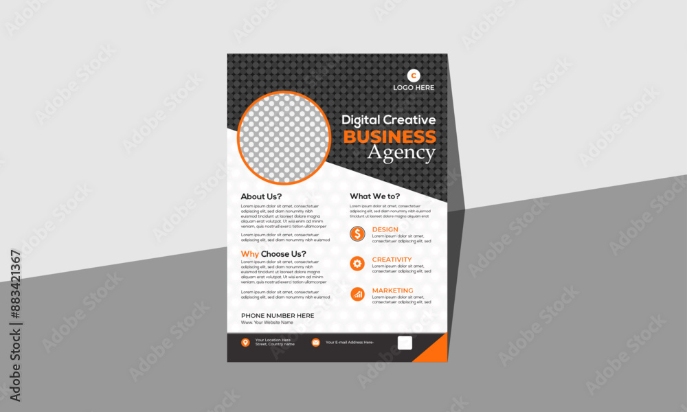Small flyer design template with a modern and dynamic theme using ...