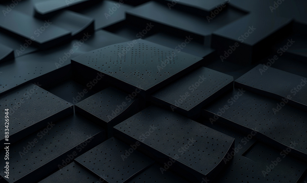 Futuristic Tech Background with Geometric 3D Structures, Dark ...