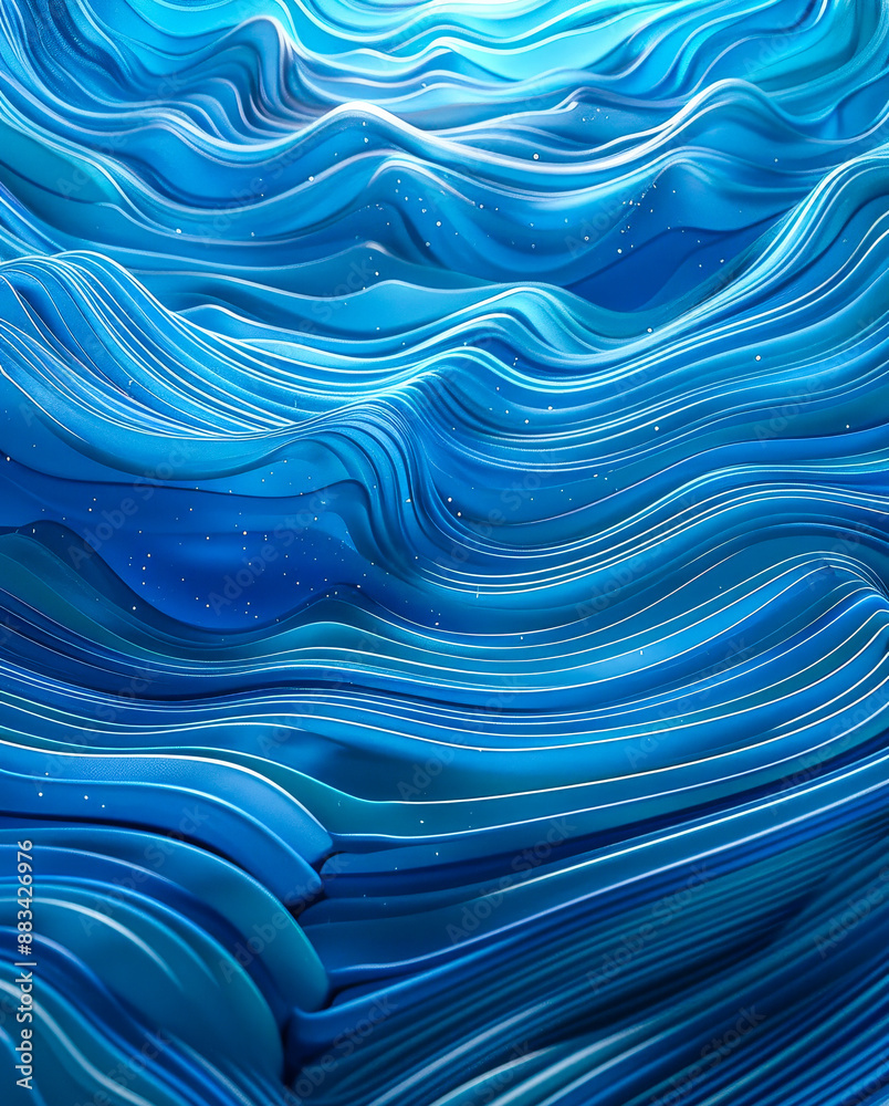 Abstract 3D Blue Turquoise Waves Texture with Dynamic Lines and Light ...