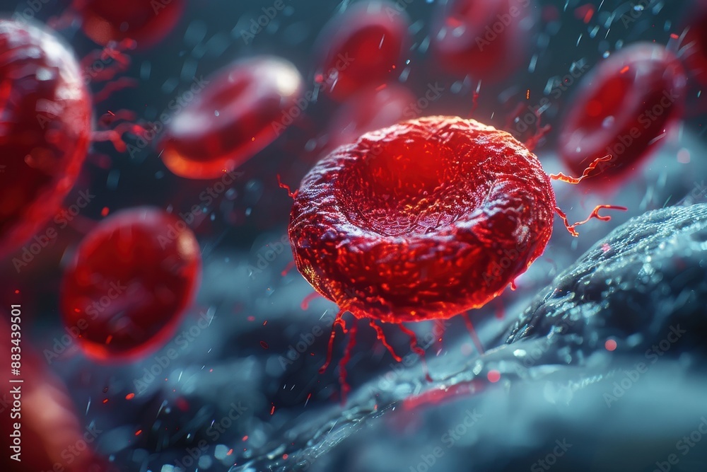 Close-Up of Red Blood Cells in a Circulatory System Showing Hemoglobin ...