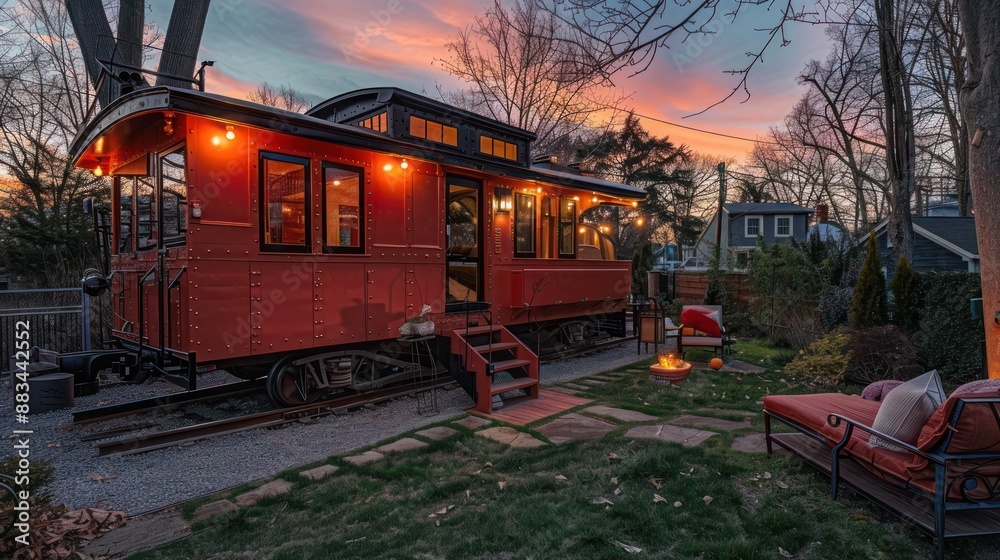 The vintage train caboose converted into a backyard retreat at a ...