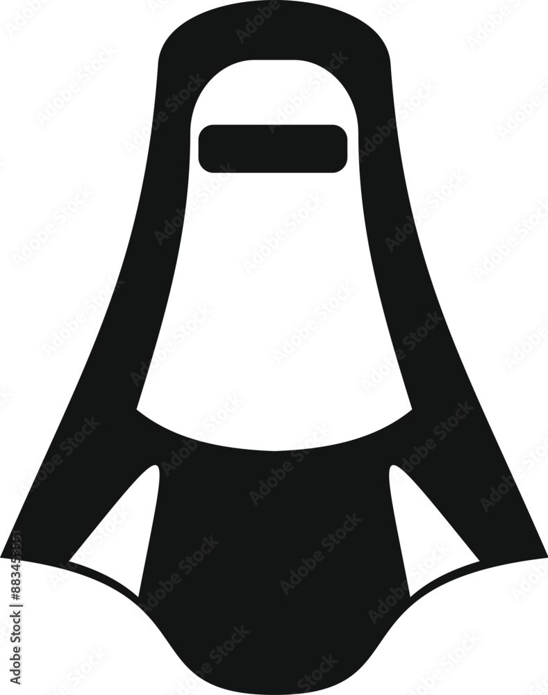 Simple black and white icon of a niqab covering the face, showing only ... Simple black and white icon of a niqab covering the face, showing only ...