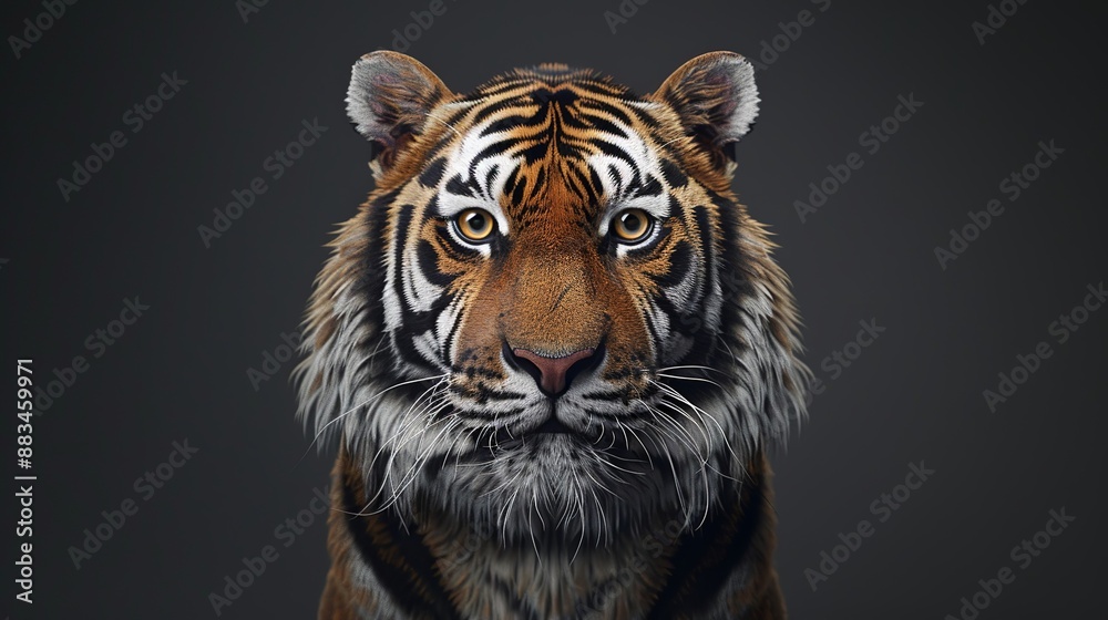 studio shot photo of tiger full frontal portrait Stock Illustration ...