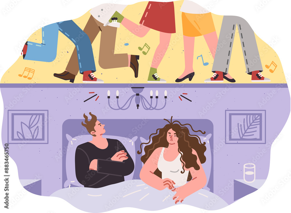 Noisy neighbors who are having party are disturbing sleep of married ...