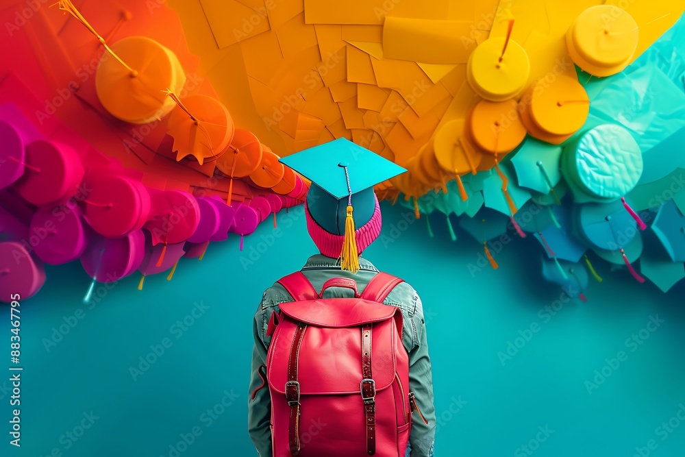 Exciting graduation travel ideas in a digital art style, captured from ...