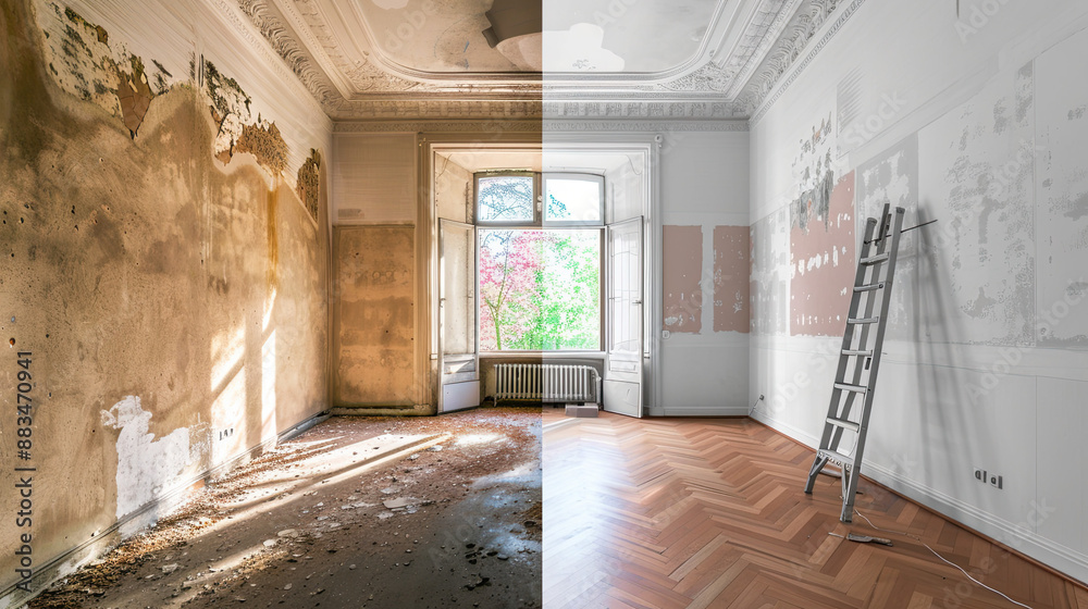 Comparison of Renovated Rooms Before and After Restoration: Old ...