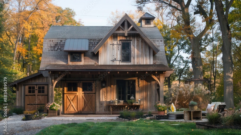 rustic suburban farmhouse with an attached barn converted into a guest ...