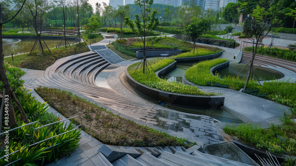 Miniature City Park: The scene showcases a meticulously designed ...