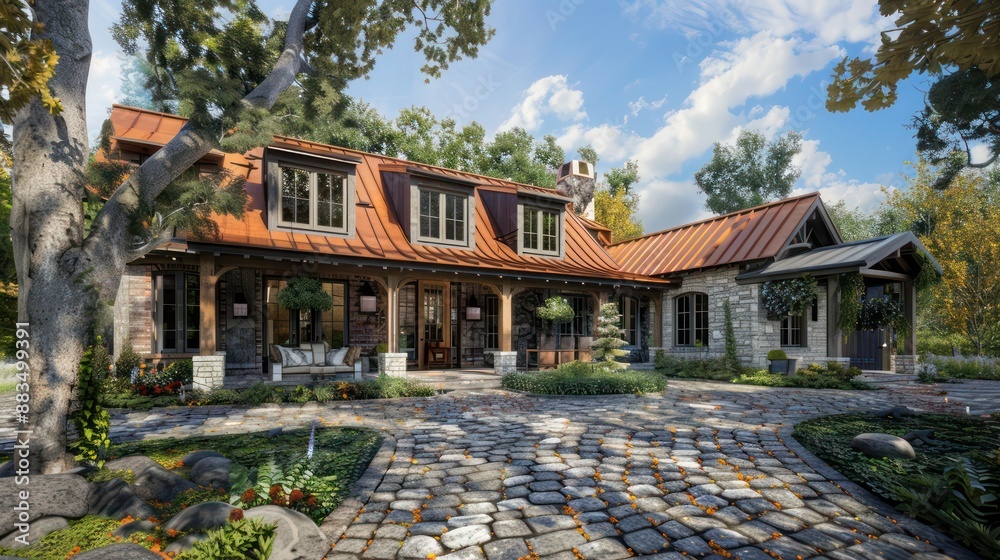 suburban farmhouse with a mix of rustic and contemporary styles ...