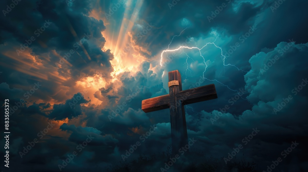 Holy cross the symbol of death and resurrection of Jesus Christ on ...