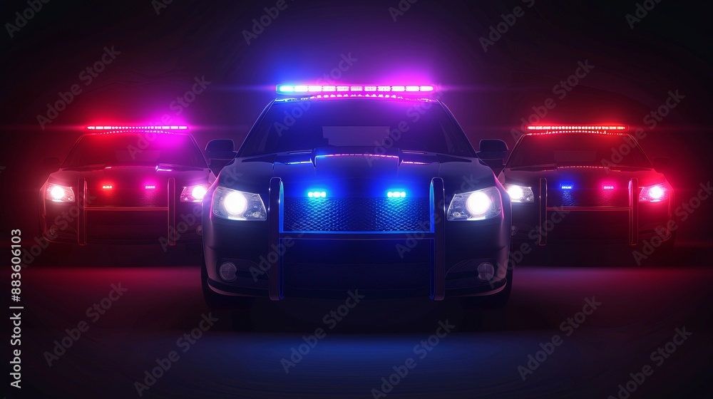 Foto de Image displays three police cars aligned side-by-side with ...