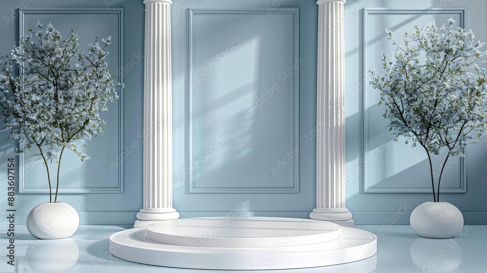 Background podium column 3d roman luxury greek white ancient display ...