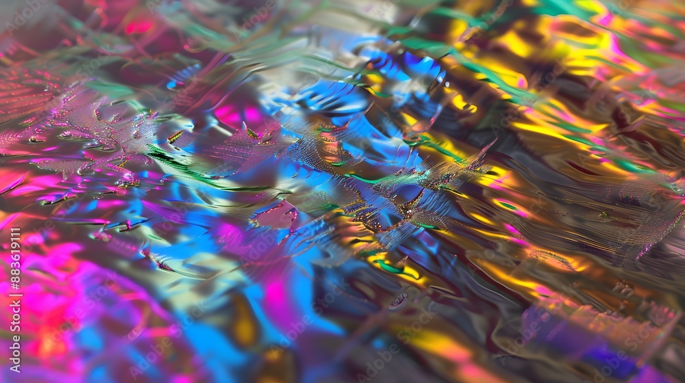 Chromatic Glass Effect, Abstract holographic glass-like texture with a ...