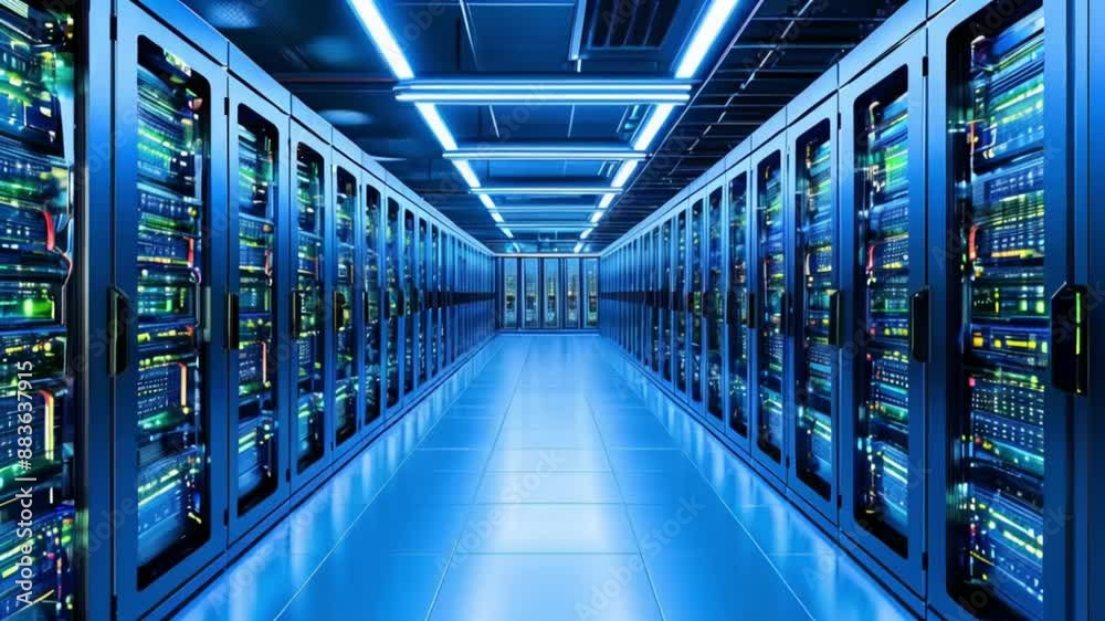 Datacenter Server Room A datacenter server room with technology ...