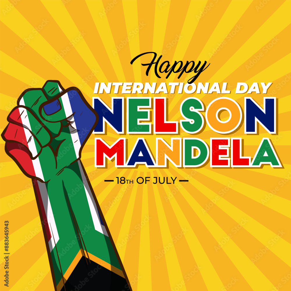 Banner Celebrate International Nelson Mandela Day July 18. Text design ...