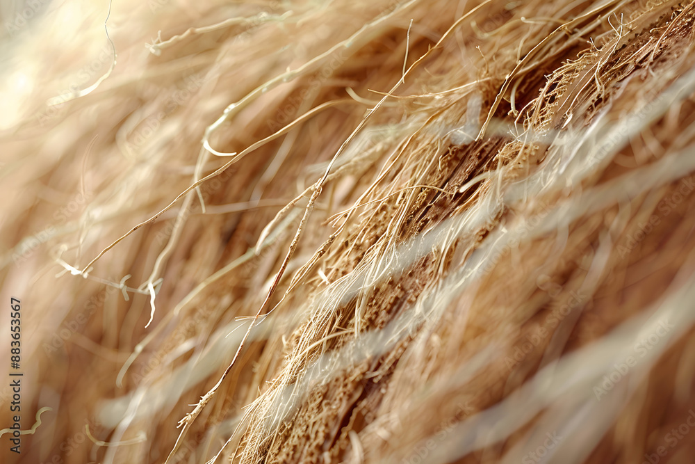 realistic detailed photo of coconut fiber skin, capturing the complex ...