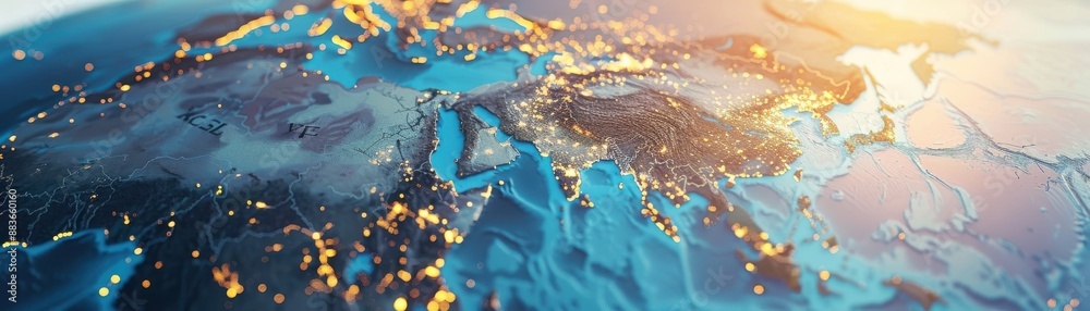 World map with country borders close up, focus on, copy space Political ...