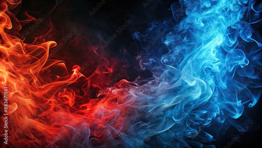 blue fire and red fire black background dark background, fire, dark ...