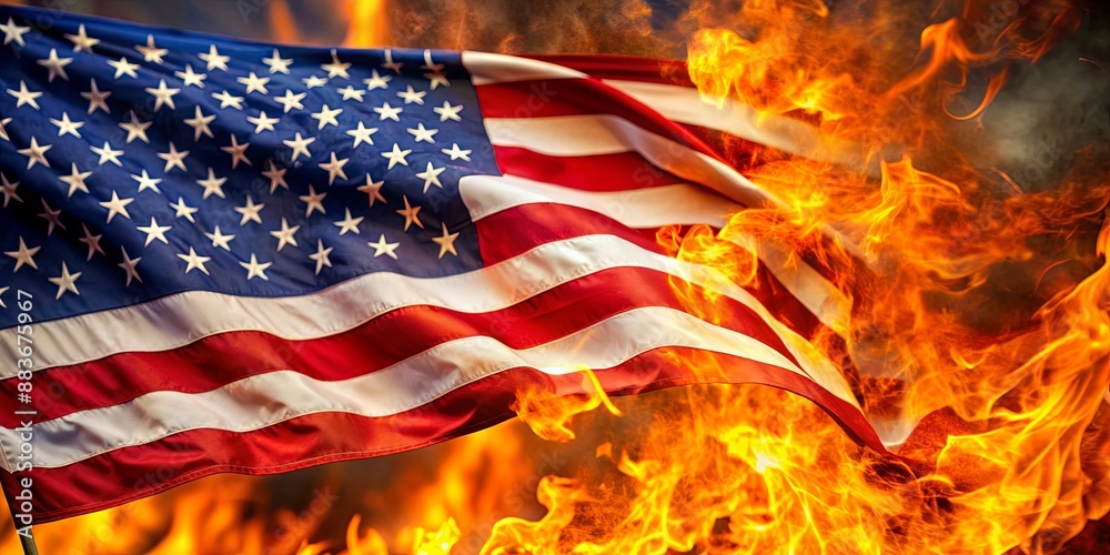 American Flag Burning in Flames, USA Flag, Fire, Burning Flag, Freedom ...