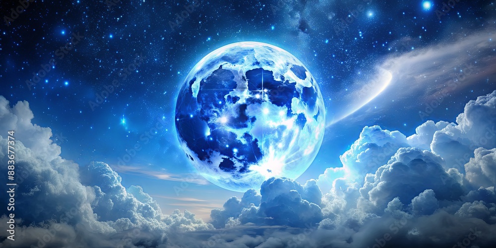 Celestial Earthscape A Digital Art Composition of a Glowing Earth ...