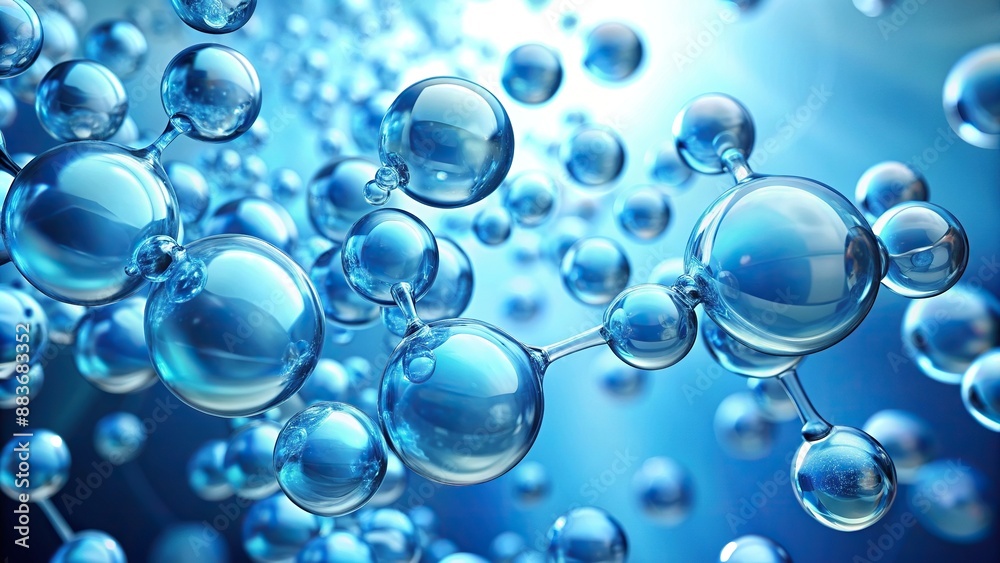 Flowing water bubbles Water molecule bubbles light blue gradient ...