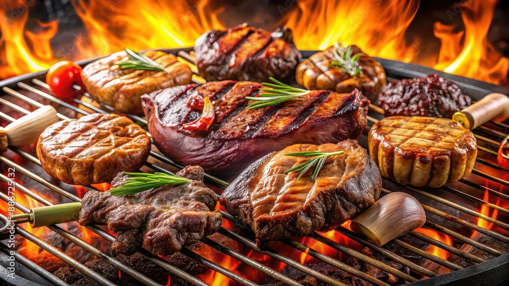 All You Can Eat Grilled Beef And Beef Offal On A Barbecue Grill Yakiniku Japanese Bbq Grilled