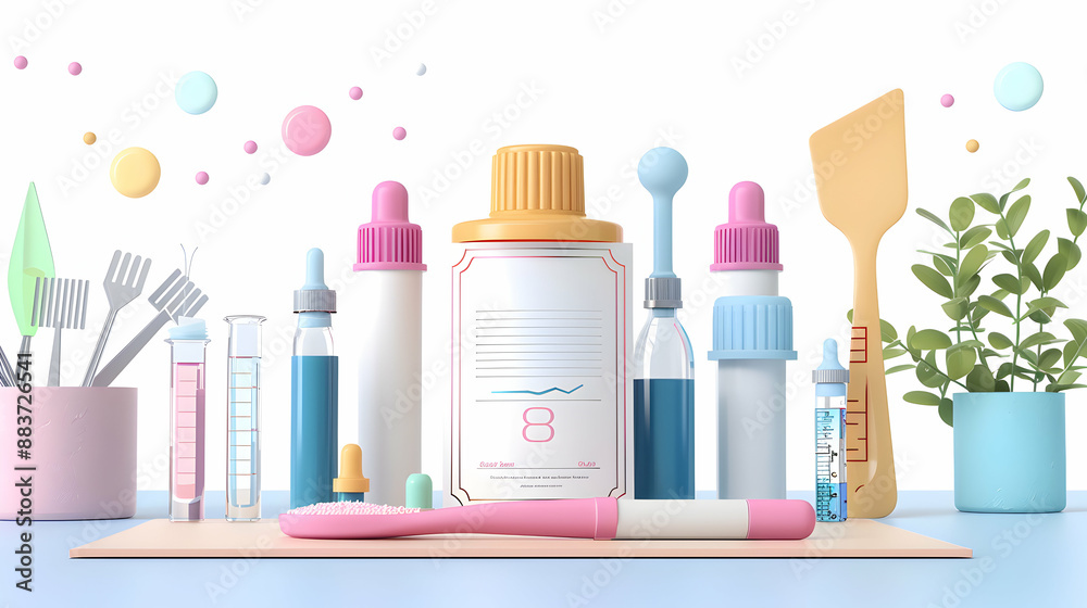 Lab Spatulas 3D Flat Icon with Certificate and ISO Badge Against Dreamy ...