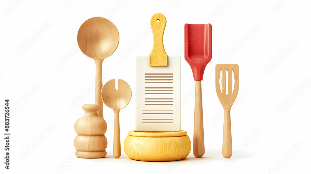 3D Flat Icon Lab Spatulas with Certificate and ISO Badge on Dreamy ...