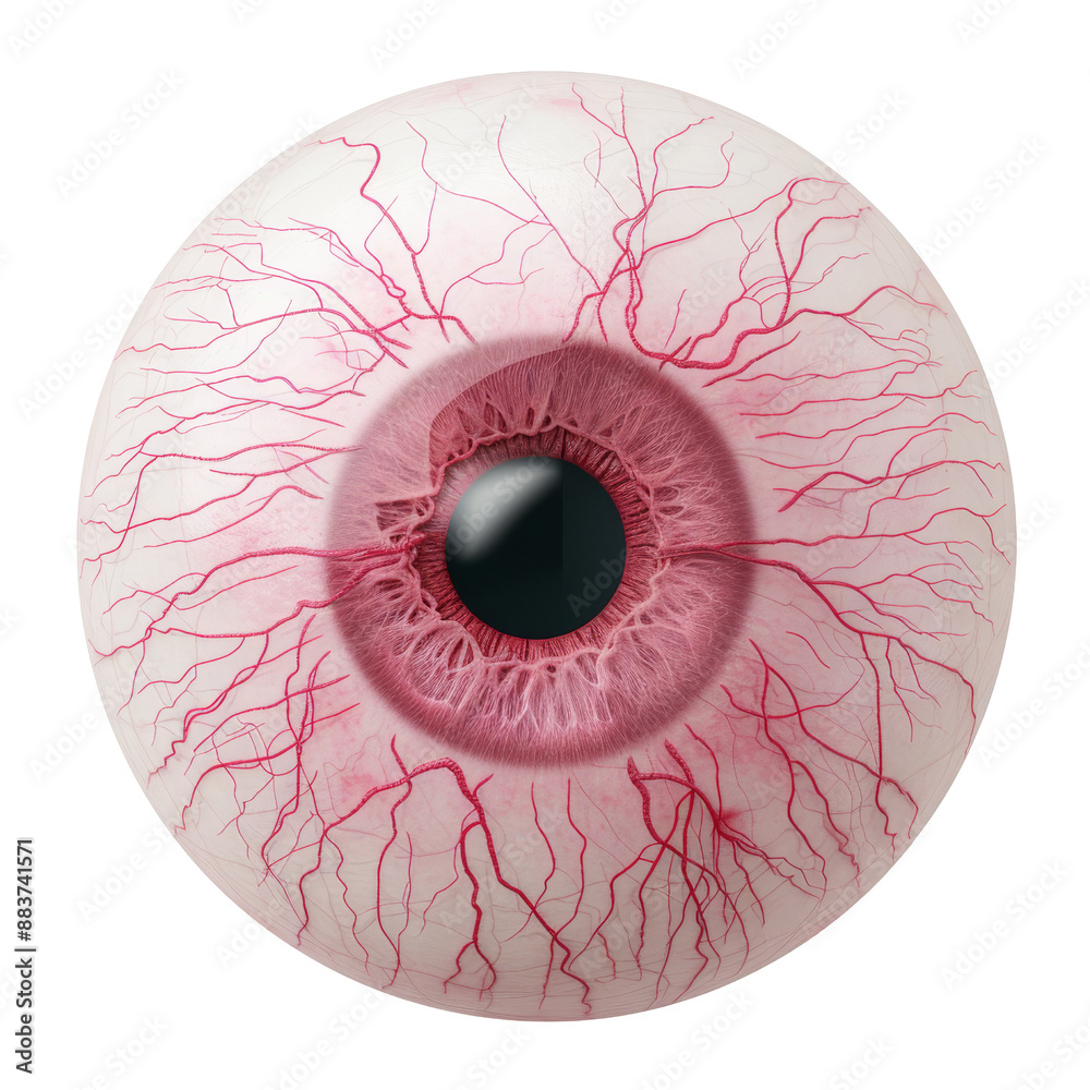 Pink eyeball with red veins and black pupil in watercolor style for ...