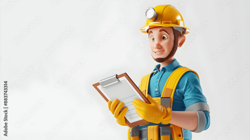 3D Flat Icon: Safety Inspector with ISO Certificate and Safety Audit ...