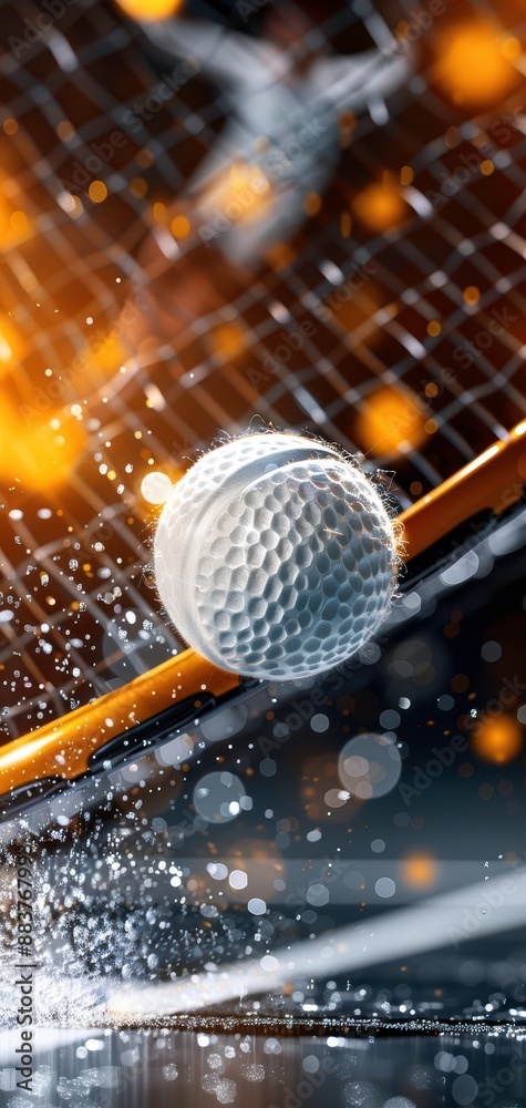 Dynamic close-up of a golf ball in motion, captured mid-air with a ...