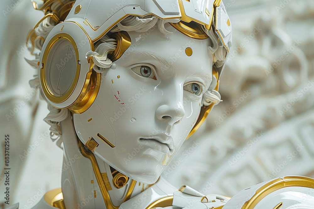 Majestic Robotic Statue of Realistic Greek God Helios, Sleek and ...