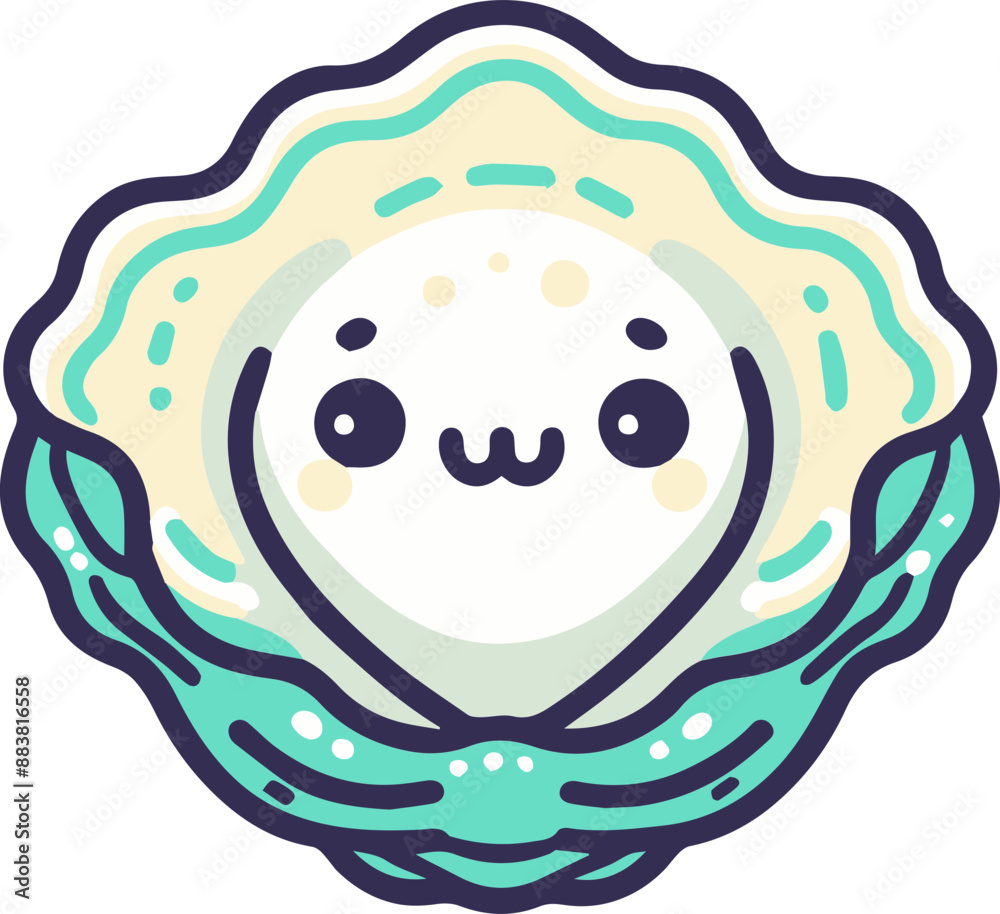 Cute cartoon illustration of a clam with a big smile. Stock Vector ...
