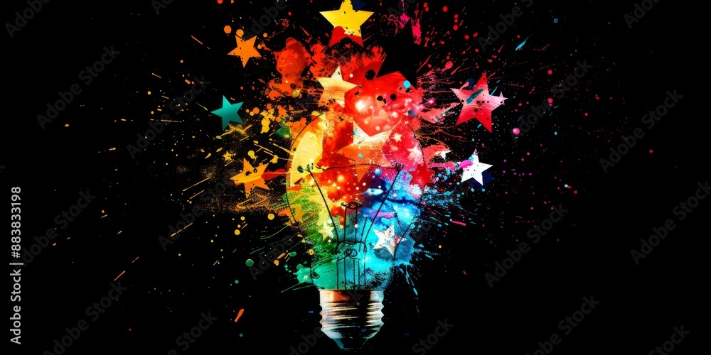 Abstract Computer Wallpaper with Creative Light Bulb Emitting Colorful ...