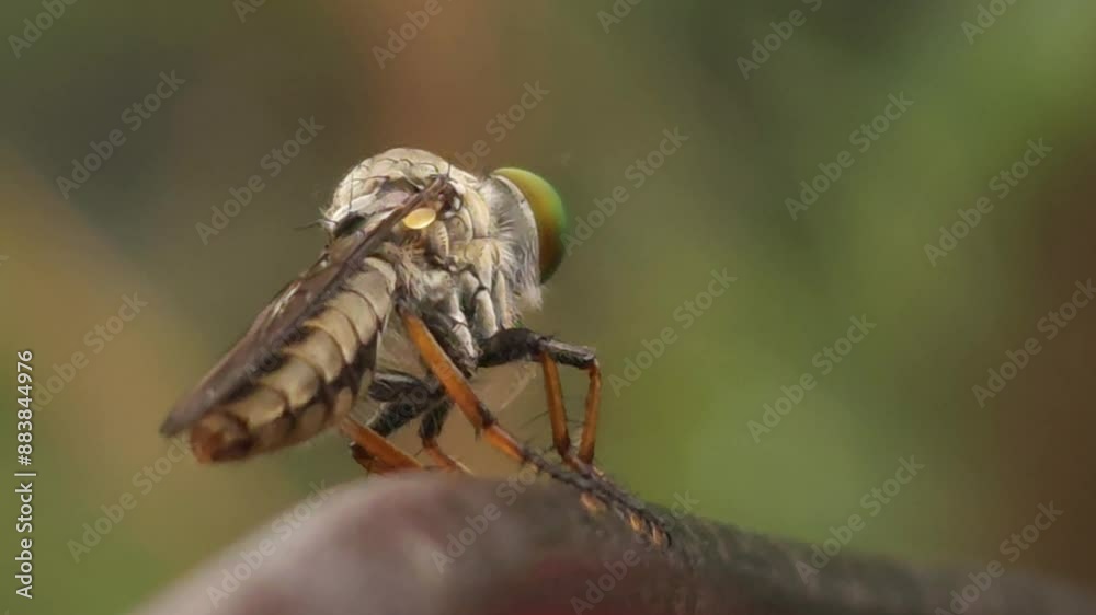 View insect macro in wildlife. Asilidae or robber flies, are insect ...