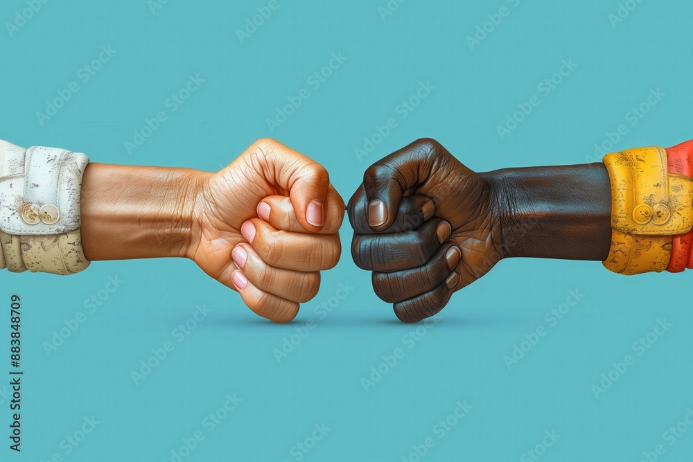Hands Clasped in Unbreakable Grip Vector icon of diverse hands clasped ...