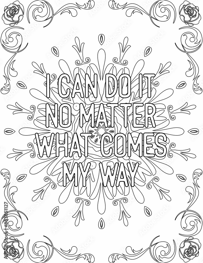 Printable mandala coloring page for kids and adults with affirmation ...