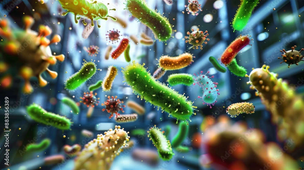 Microscopic view of antibiotic-resistant bacteria and microbes ...