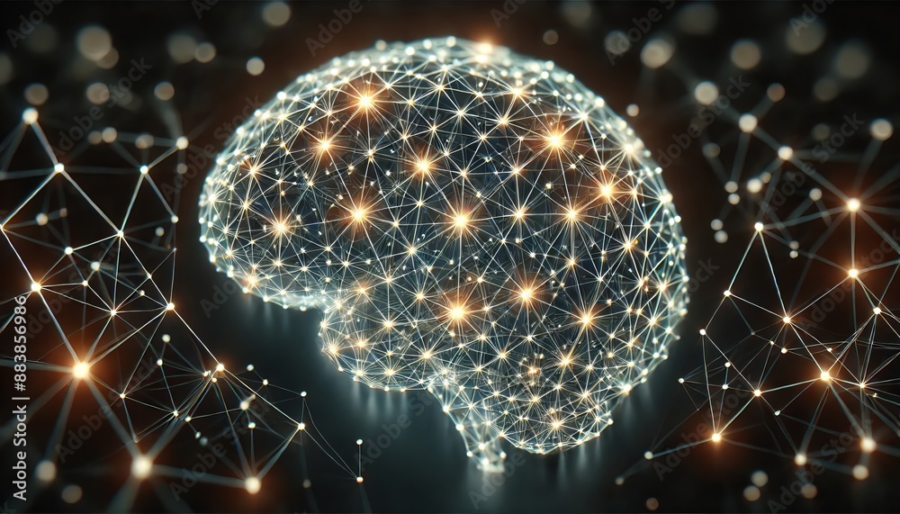 Digital model of the human brain. Brain scan technology concept ...