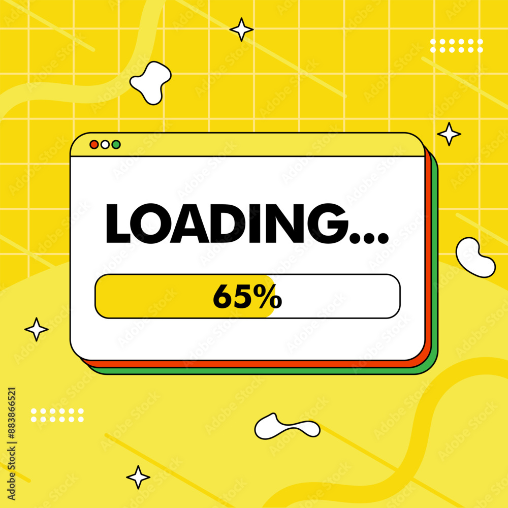 Loading Social media post frame template set with retro vibes element ...