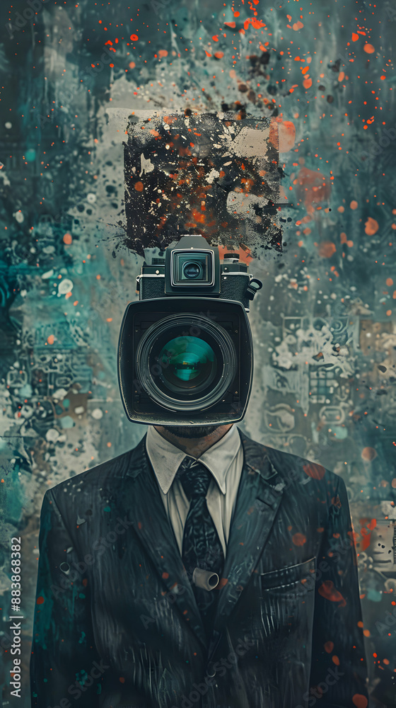 Journalism Concept: Photo Realistic Reporter with Camera and Fact Check ...