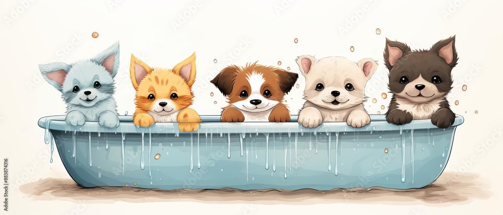 Delightful Animal Bath Illustrations This series showcases cute ...