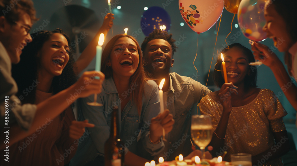 Birthday Party A scene of a virtual birthday party with friends and ...
