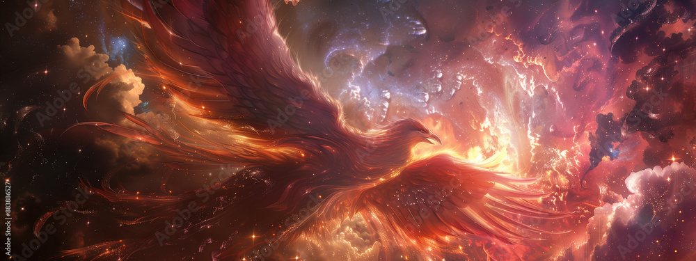 Phoenix Capture the majestic beauty of a phoenix soaring through ...