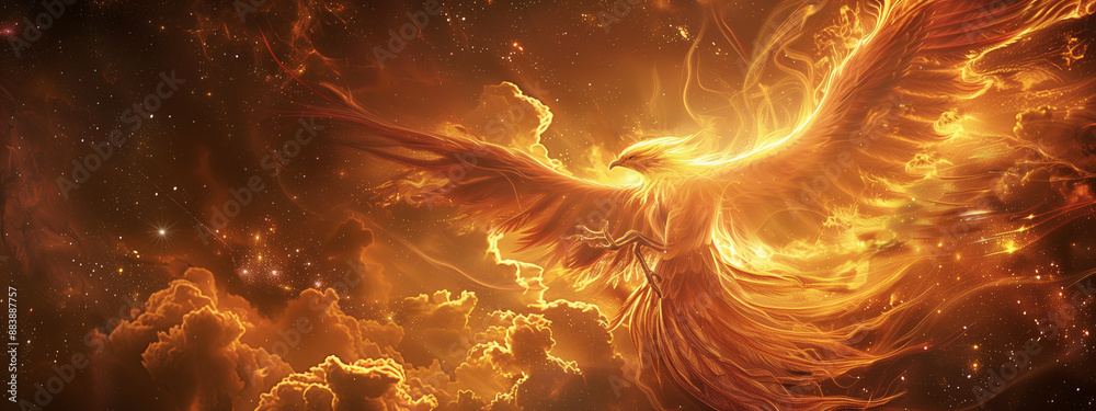 Phoenix Capture the majestic beauty of a phoenix soaring through ...