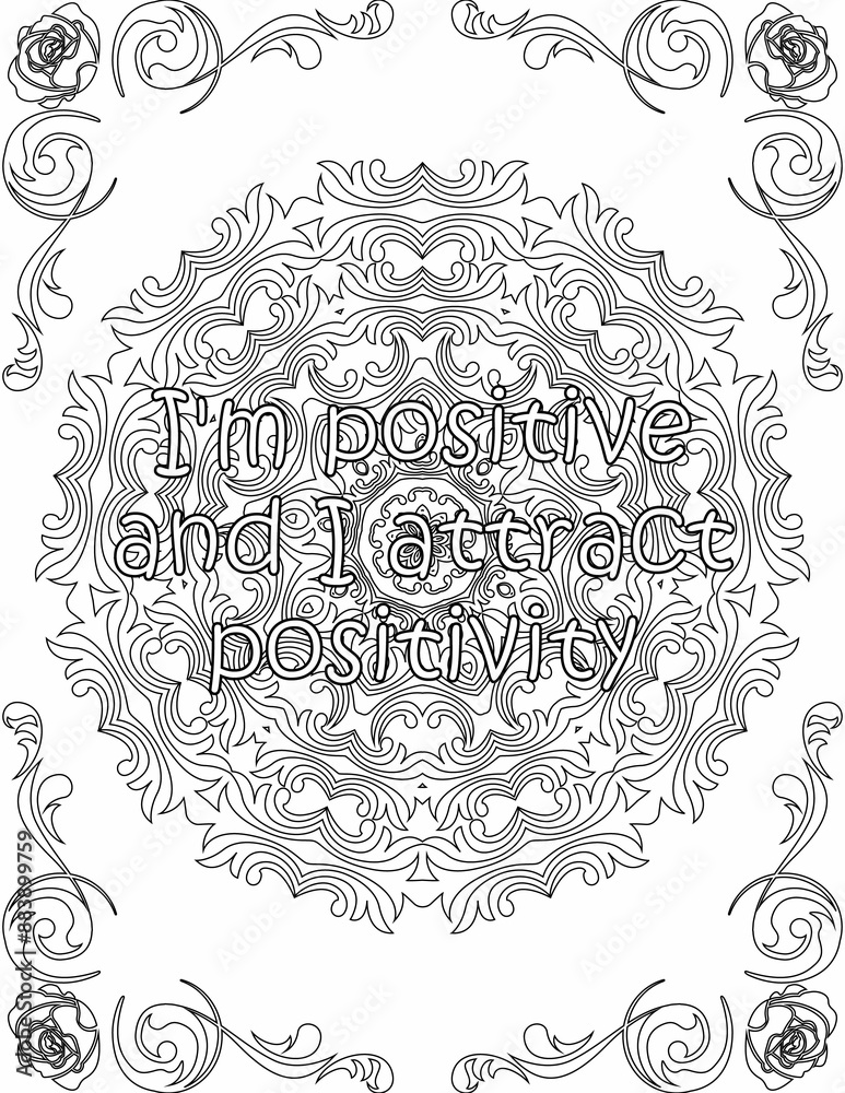 Printable mandala coloring page for kids and adults with affirmation ...